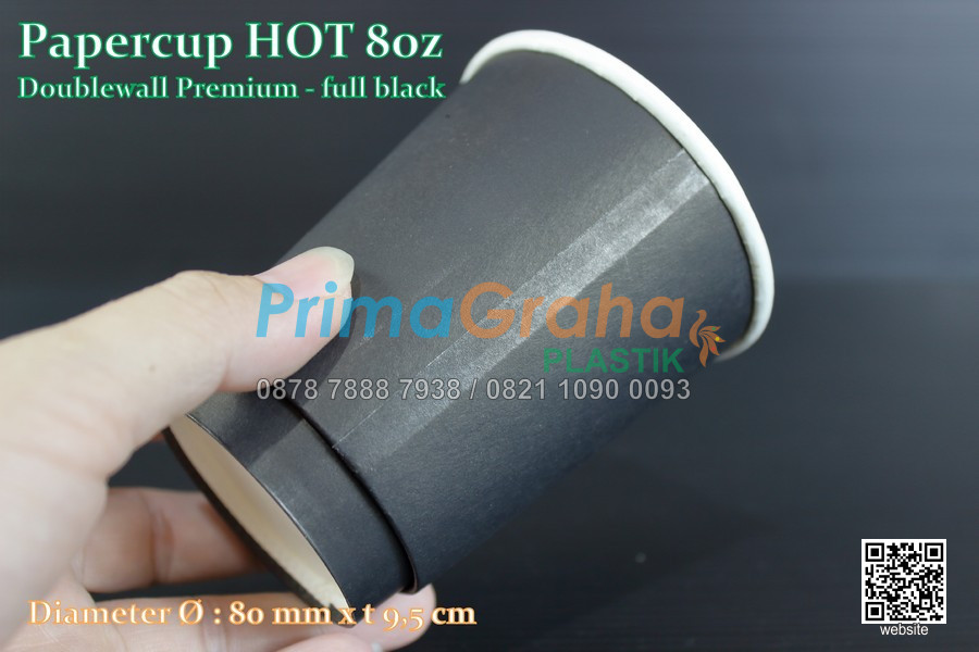 Papercup Hot 8oz (240ml) Doublewall Premium – Full Black | Home